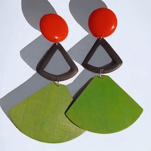 Jewelry | Handmade Giant Pop Art Color Block Earrings | Poshmark
